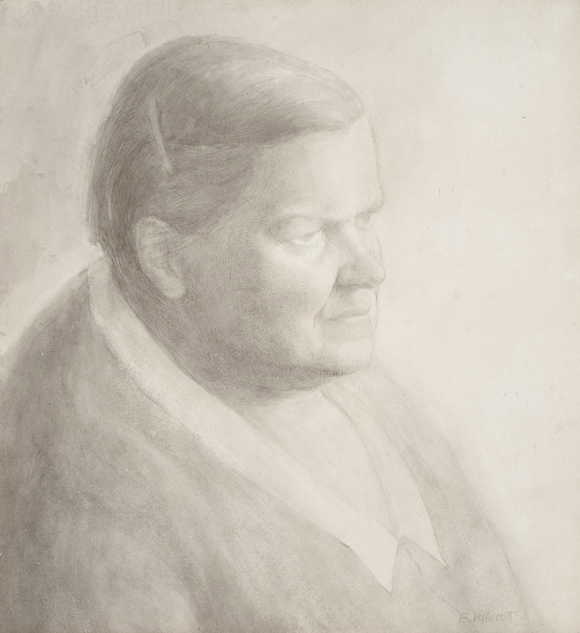 Portrait of Gwen Raverat by Elisabeth Vellacott – Kettle's Yard